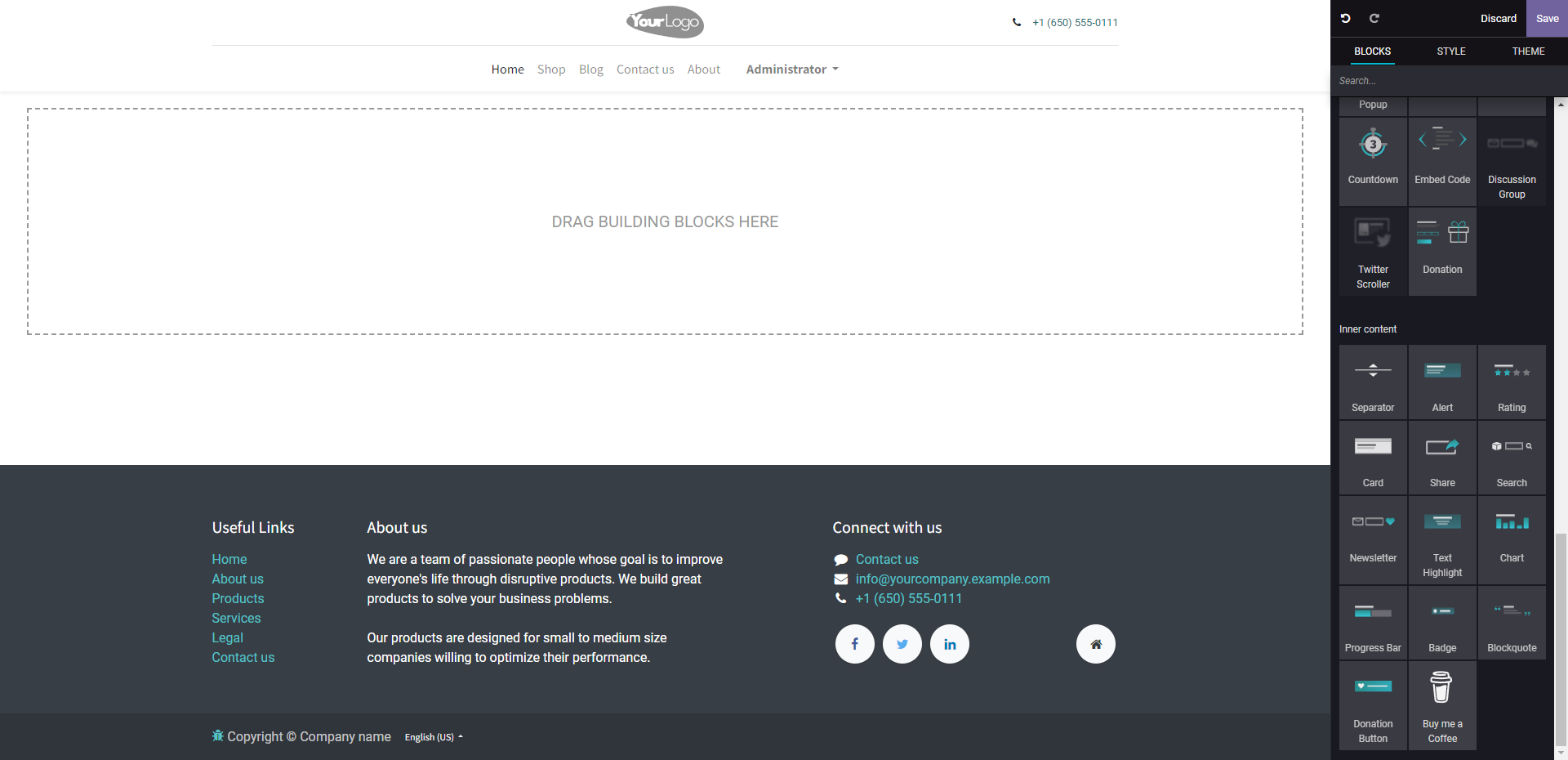 Odoo web design: Building custom snippets with options